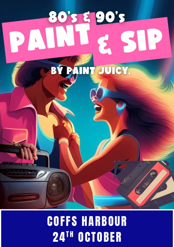 80's & 90's PAINT AND SIP PARTY – Paint Juicy - Paint and Sip